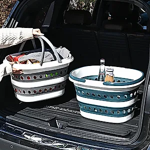 Compact 4.2 Gallon (16L) Collapsible Laundry Basket - Small Size with Handle - Foldable Pop-up Storage Container - Space-Saving Portable Hamper for Sorting Clothes(1,Gray)