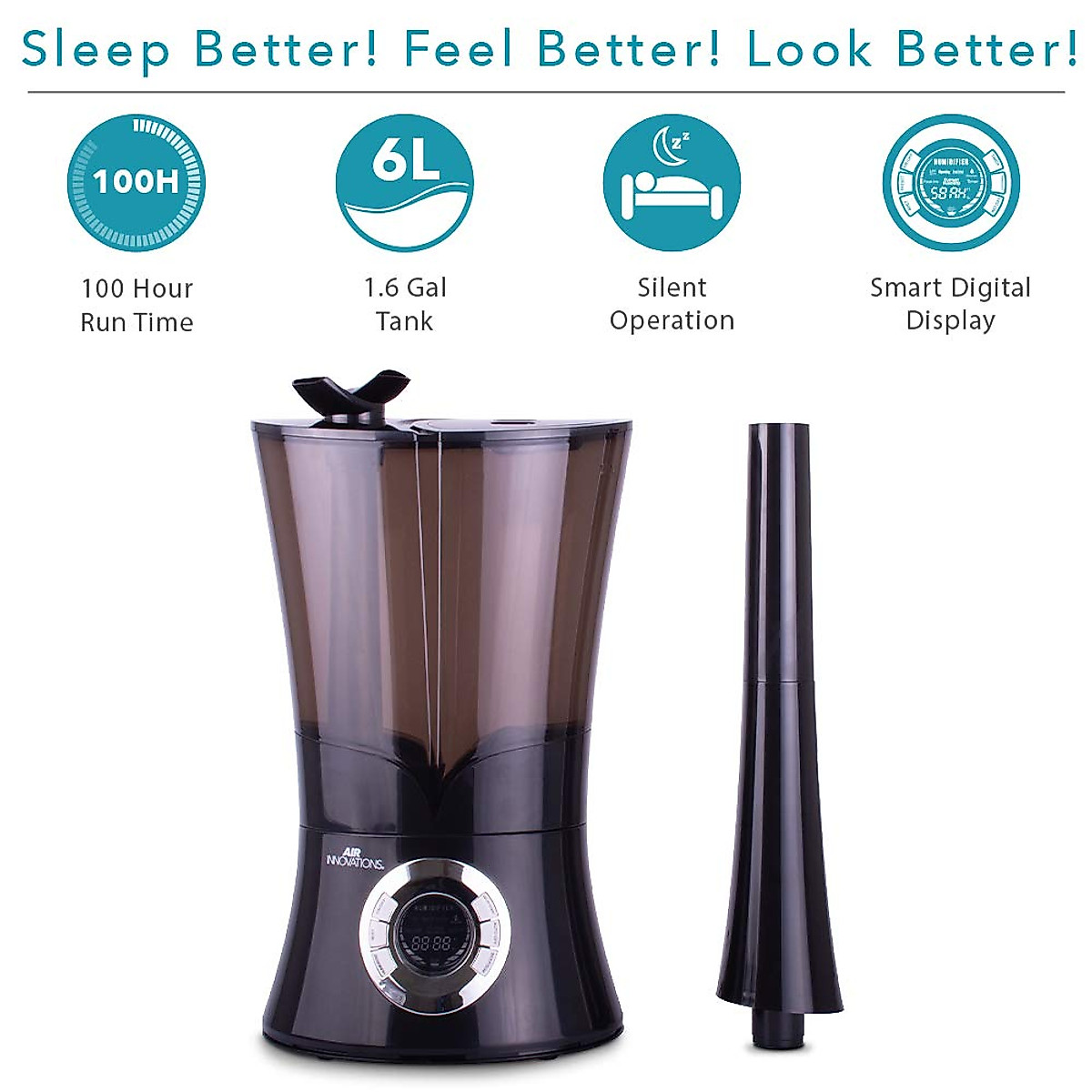 Air Innovations 1.6 Gallon Mist Humidifier, Black