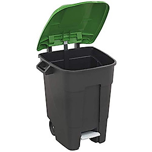 Sealey BM100PG Refuse Foot Pedal 100L-Green Wheelie Bin, Capacity 100L, 595mm x 570mm x 765mm, Green