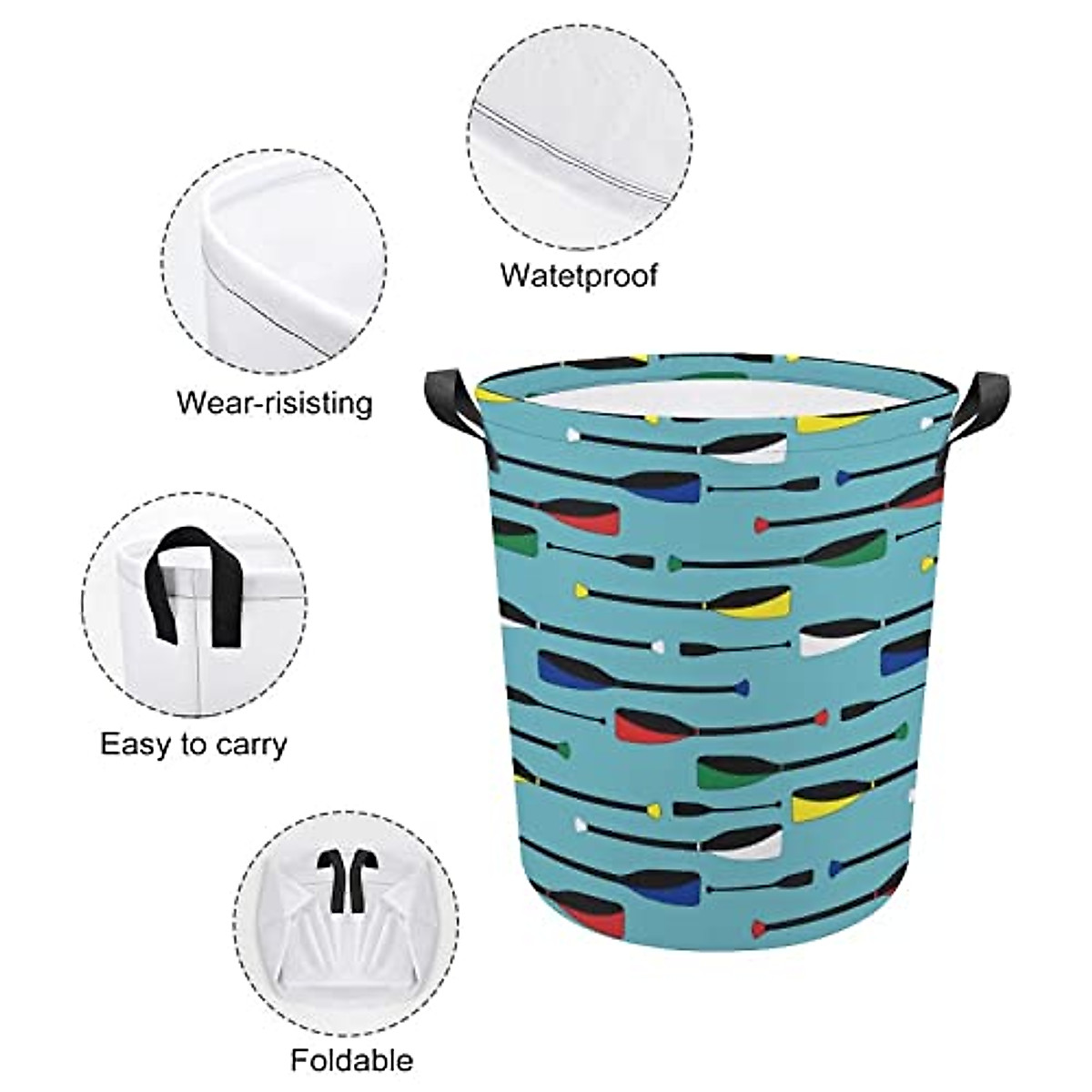 Rowing Rowing in Water Large Laundry Basket Hamper Bag Washing with Handles for College Dorm Portable