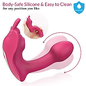 2-in-1 Wearable Vibrator with Clit Sucker, G Spot Vibrator with Remote Control, Clitoral Sucking Vibrator with 10 Suction & Vibration Modes, Toys for Women's Sex, Rose Red