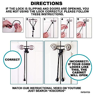 Kiscords Baby Safety Cabinet Locks for Knobs Child Safety Cabinet Latches for Home Safety Strap for Baby Proofing Cabinets Kitchen Door RV No Drill No Screw No Adhesive (Black)