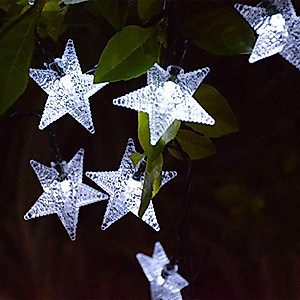 Homeleo Outdoor Solar Star String Lights, 50FT 120LED Solar Powered Twinkle Fairy Lights Waterproof for Garden, Fence, Umbrella, Canopy, Gazebo, Pergola, Balcony, Landscape, Christmas Decor, White