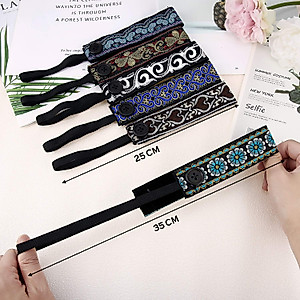 6 Pieces Headbands with Buttons for Facecover, Nurse Girls Headbands for Women Non Slip Velvet-lined Hairband Boho Headband, Elastic Adjustable Headband Fabric Sports Yoga Headband