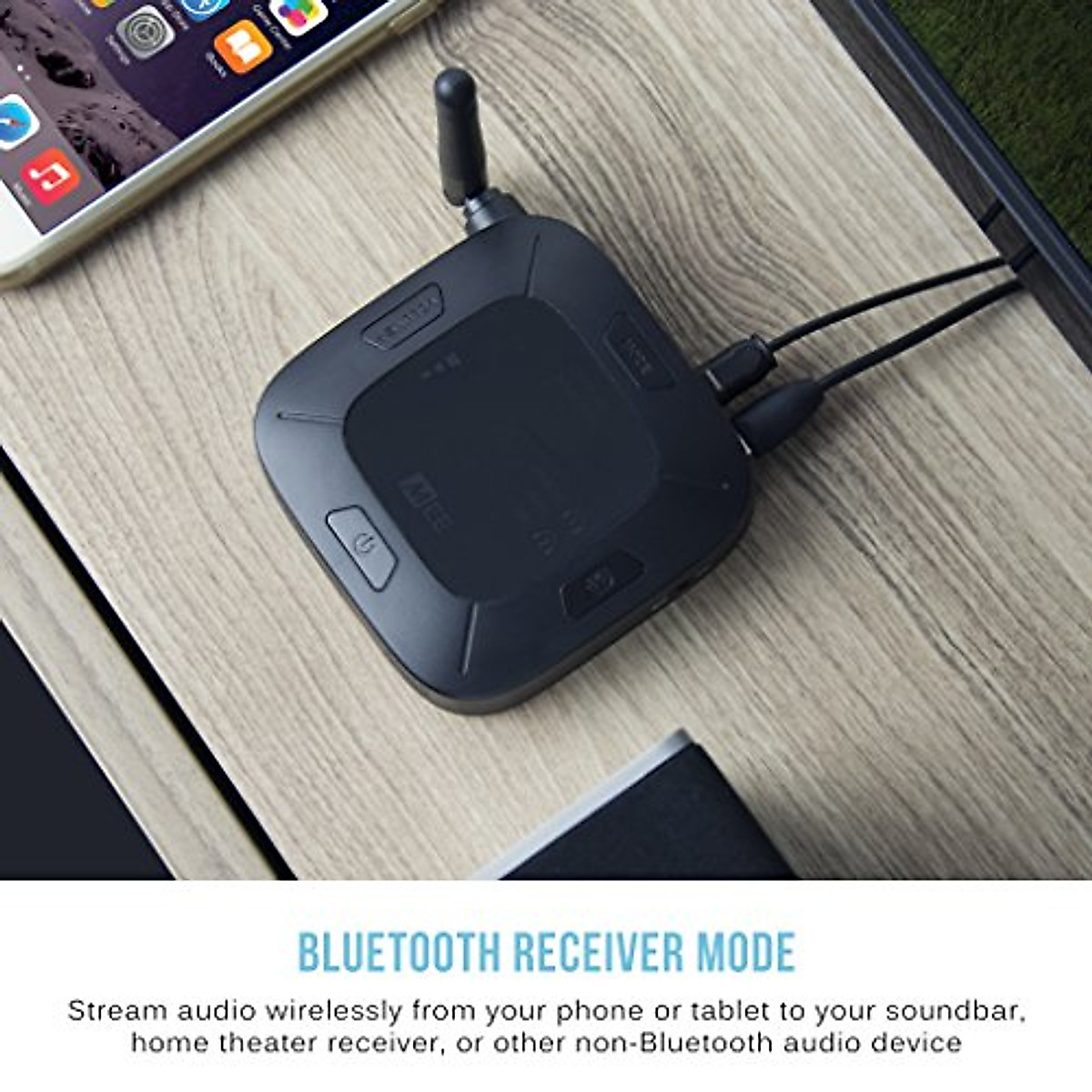 MEE audio Connect Hub Bluetooth Transmitter/Receiver with Audio Pass-Through for TV/Home Stereo with 3.5mm Jack/AUX/RCA/Optical Input; USB Multi-stream Bluetooth Adapter for Dual Headphones/Speakers