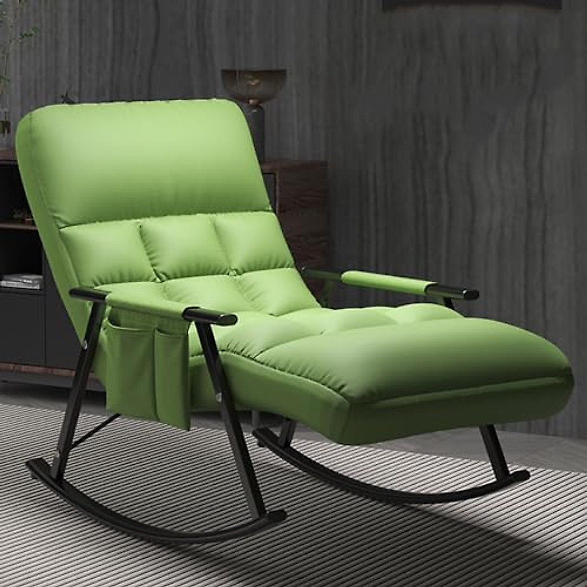 BREAUX Outdoor Patio Rocking Chair,Padded Cushion Rocker Recliner Chair Outdoor for Front Porch,with High Back and Deep Seating(E)