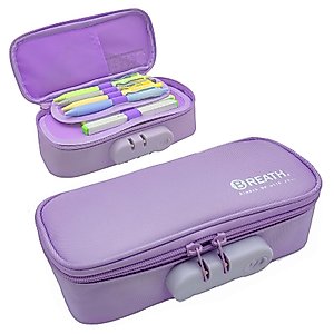 Multi-color Pencil Case with Lock for Boys and Girls, Waterproof Large Capacity Pencil Pouch with Handle, School Supplies Zipper Pencil Bag , Soft Pen Box for Kids Teens Adults Students(Purple)