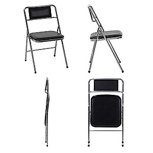COSCO Stylaire Vinyl Padded Folding Chair, 4-Pack, Silver