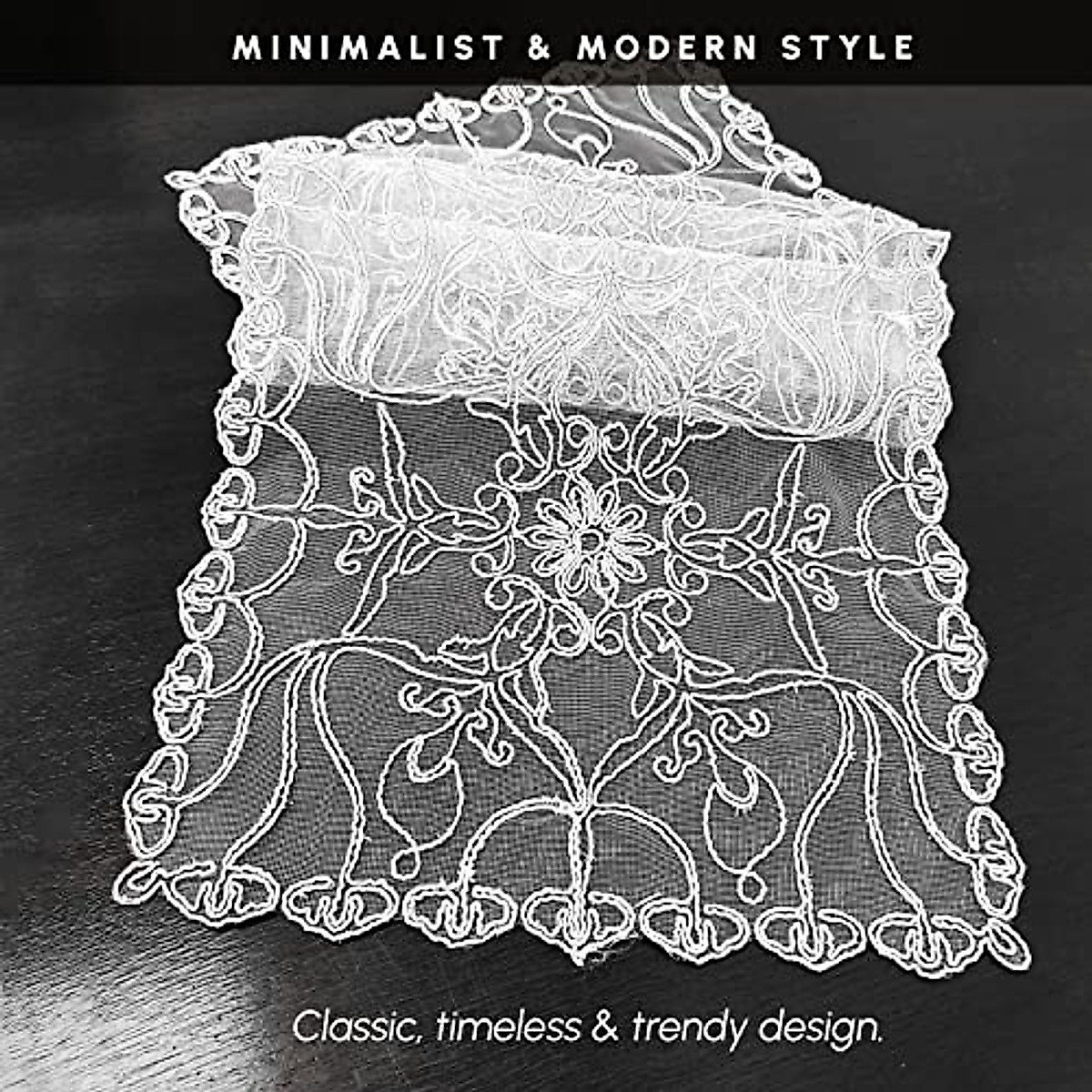 Elegant Comfort Embroidery Ingrid Table Runner - Dresser Scarf for Home Dining Room - Lace Like Tabletop Decoration, Kitchen Dining Table Decoration for Indoor and Outdoor, 13 X 20 Inches, White