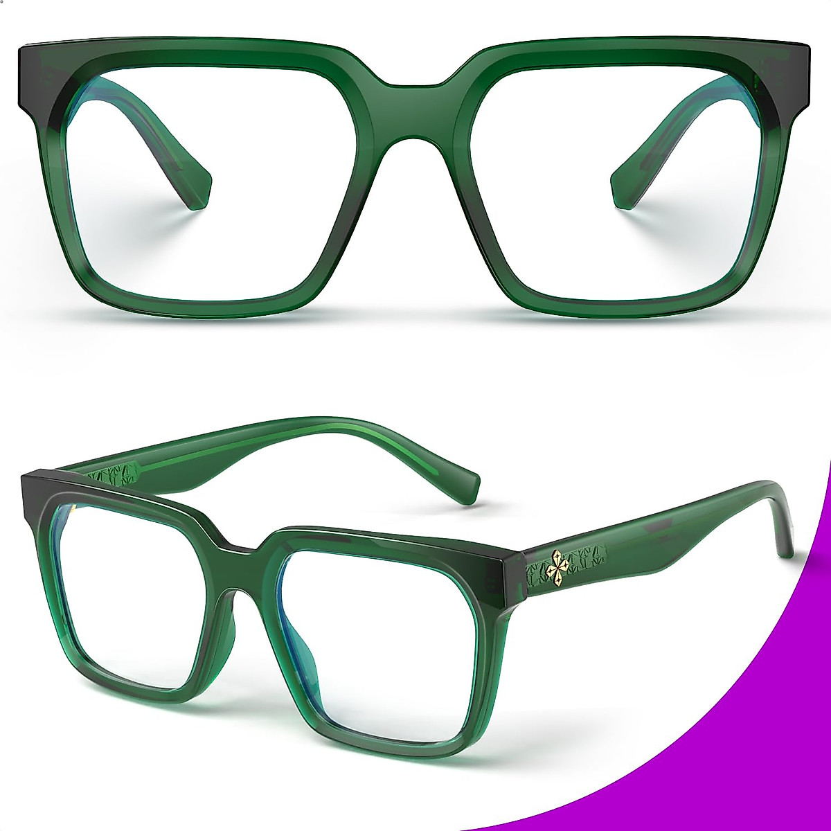 VISOONE Rectangle TR90 Blue Light Blocking Glasses Computer Eyewear with Preppy Look for Women and Men Cougar