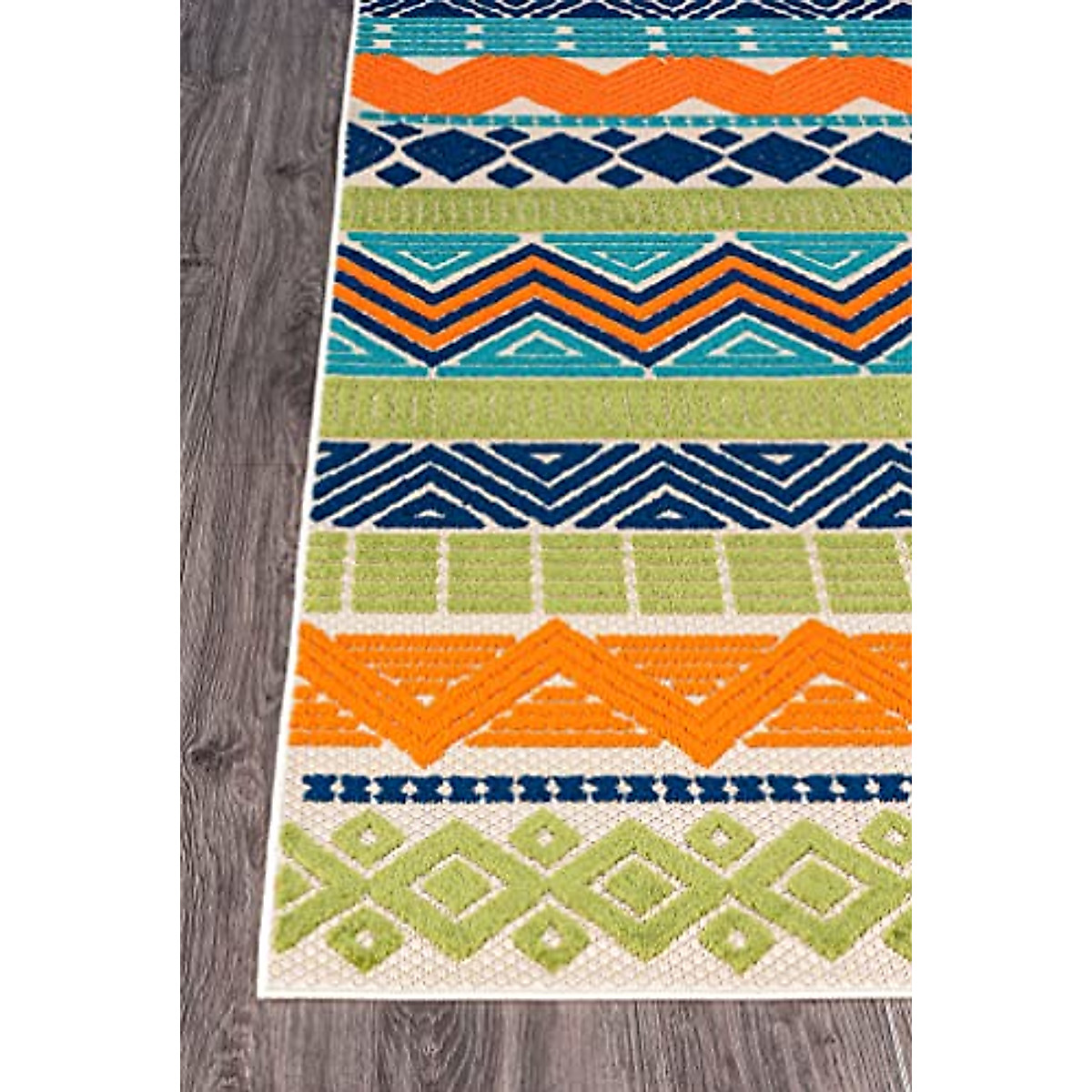 Rugshop Marbella Contemporary Boho Non-Shedding Outdoor Rug Patio Deck Backyard Indoor/Outdoor Area Rug 5' x 7' Multi