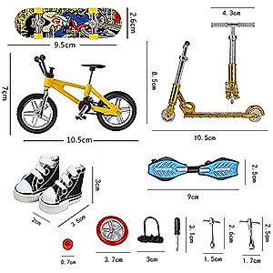 MIKEMENG Tech Deck Scooter Mini Finger Toys Set with Shoes Finger Skateboards Mini Bikes Tiny Swing Board Fingertip Movement Party Favors Replacement Wheels and Tools