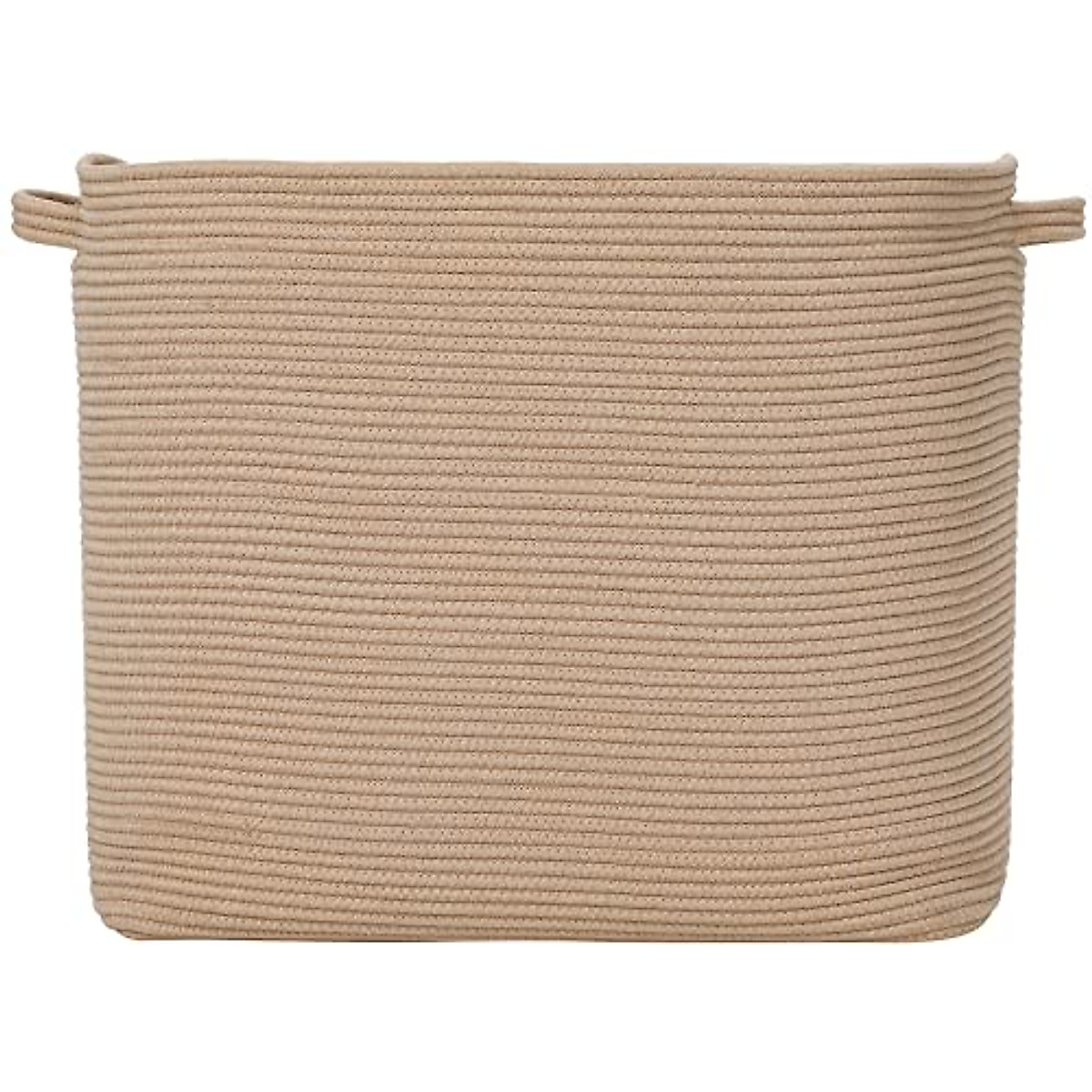 22"x14"x18" Mega Size Rectangular Extra Large Storage Basket, Cotton Rope Storage Baskets, All Beige