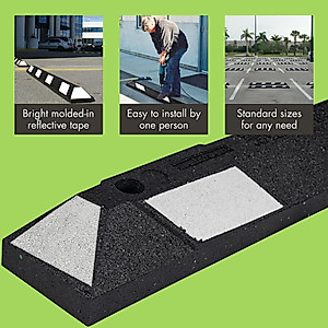 Park-It Recycled Rubber Parking Stop 4'X6"X4" Black/White