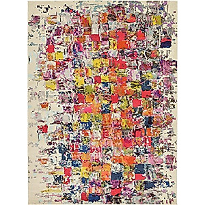 Unique Loom Estrella Collection Abstract, Bright Colors, Distressed, Modern Area Rug, 8 ft x 11 ft, Multi/Beige