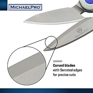 MichaelPro 10" Heavy Duty Angled Scissors, Carpet Cutter, Multipurpose Industrial Scissors, Cutter for Carpet, Cardboard, Leather, Artificial Turf, Pruning, Professional Soft Grip Stainless Steel