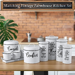 DAYYET Farmhouse Cookie Jar for Kitchen Counter, 1 Gallon Vintage Cookie Jar with Airtight Lid, Large Food Storage Container for Candy, Cookies, Dessert, Rustic Kitchen Decor and Accessories