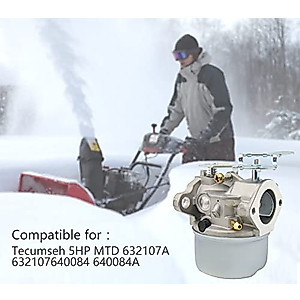 640084B Carburetor Snow Blower Carburetor Carb Compatible for Tecumseh 5HP MTD 632107A 632107 640084 640084A Toro 521 Snow Blower HSSK40 HSSK50 HS50 LH195SA - for 640084B Snow Blower Carburetor