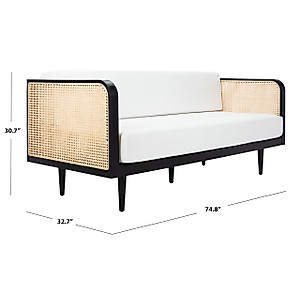 Safavieh Couture Helena French Mid-Century Black and Natural Rattan Daybed