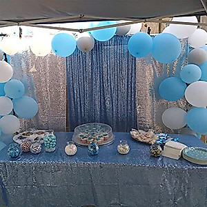 QueenDream Baby Blue Christmas Backdrop Curtains 4 Pieces 2FTx8FT Sequin Photography Background Curtain for Party Decoration