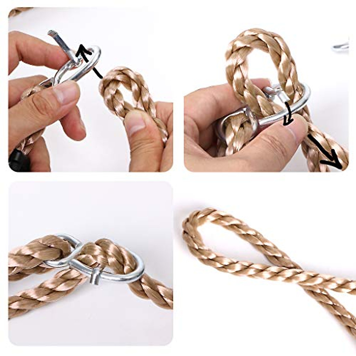 Ymeibe Set of 2 Tree Swing Nylon Ropes Indoor Outdoor Adjustable Hammock Swinging Chair Straps Hanging Kit for Adjustment or Extension - Holds to 700lbs (60 inch, Brown)