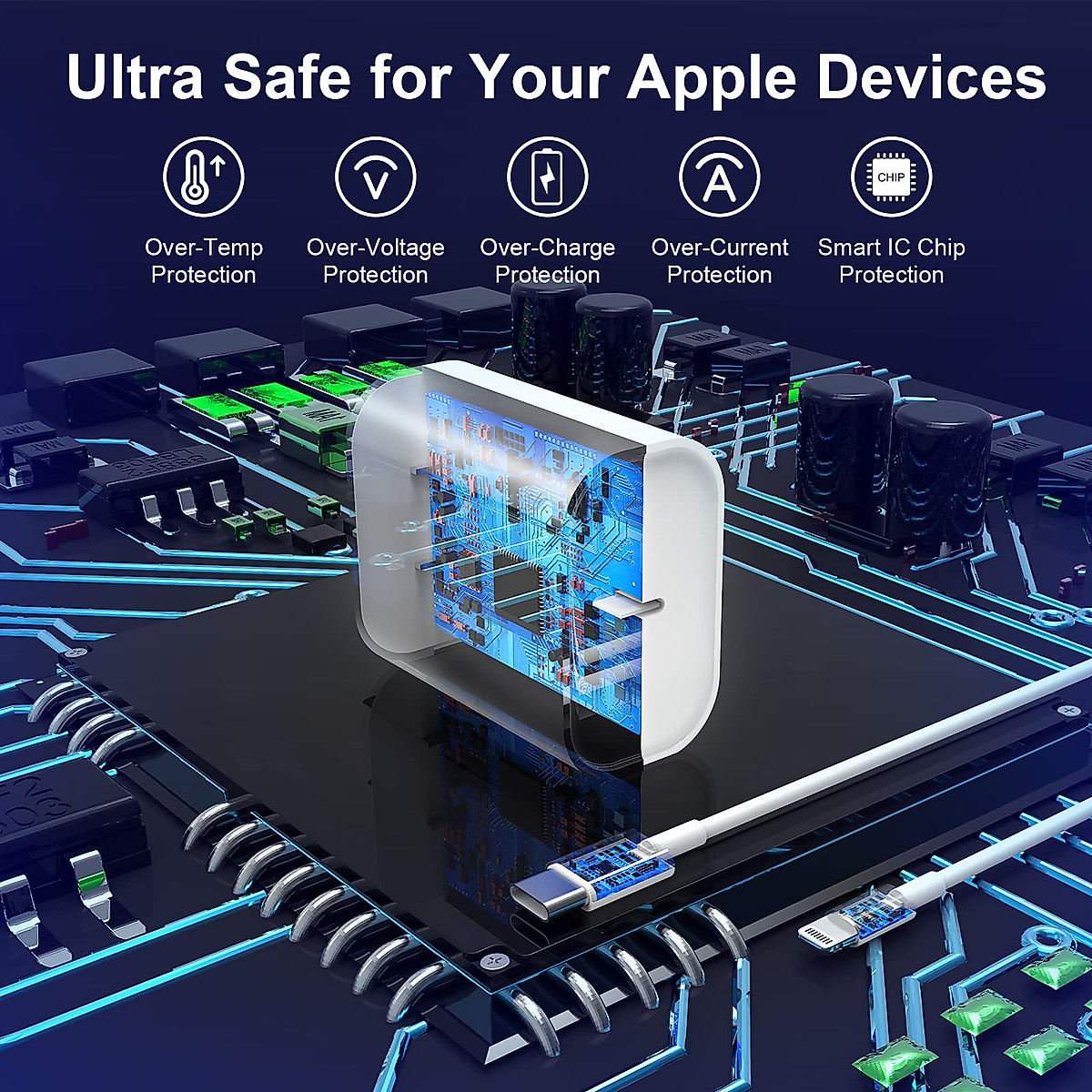 CREHAO iPhone Fast Charger, [MFi Certified] 20W PD USB C Wall Charger Block Plug with 10FT Extra Long Type C to Lightning Fast Charging Data Sync Cable Compatible for iPhone 14 13 12 11 XS XR X 8 iPad
