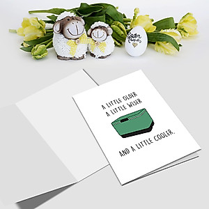 Nchigedy Funny Birthday Card for Him Her, Hilarious Cooler Pun Birthday Card, Older and Wiser Birthday Card for Men Women