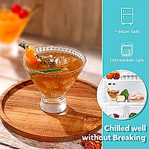 DI QIU REN Stemless Martini Glasses Set of 6, Vintage Martini Glasses Cocktail Glasses (7.8oz) Bar Glasses Juice Glasses, Cocktail Party Home Bar Gift