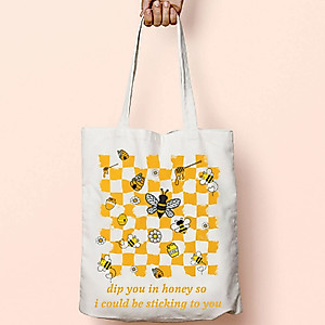 BLUPARK Singer Inspired Tote Bag Daylight Lyrics Tote Bag Singer Song Album Merch Singer Music Gift Reusable Canvas Tote Bag (Dip you in honey tote)