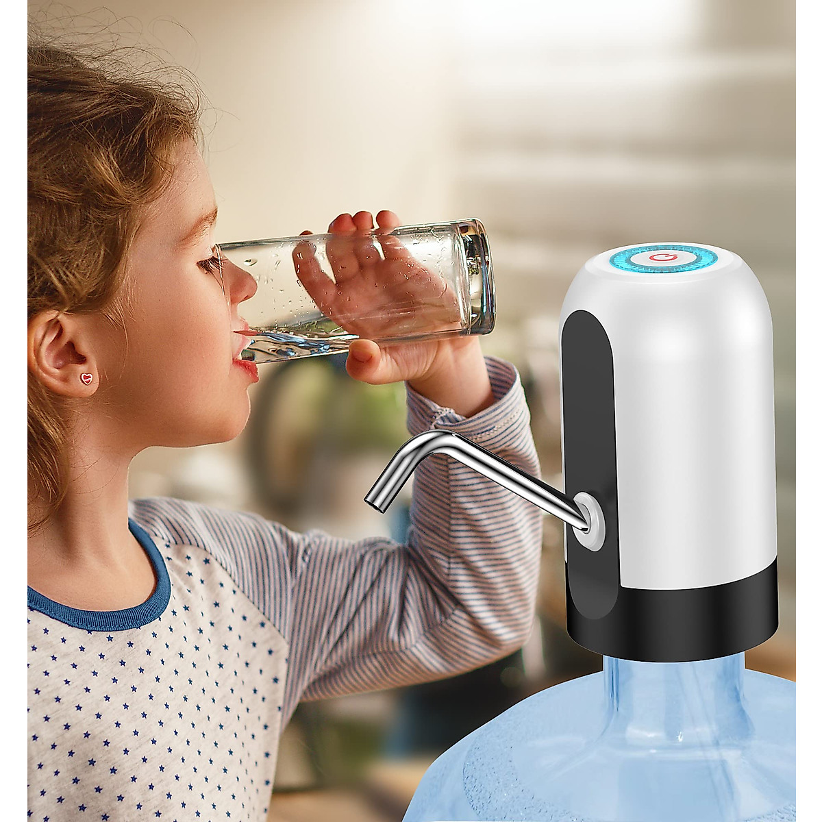 5 Gallon Water Bottle Dispenser USB Charging Automatic Drinking Electric Water Pump for Universal 3-5 Gallon Bottle Portable Water Dispenser Pump for Camping