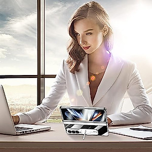 Kaiiecal for Samsung Galaxy Z Fold 4 Case: Sleek Clear Electroplated Stand Protective Phone Case- Anti-Scratches Elegant Luxury Cover for Galaxy Z Fold 4 5G