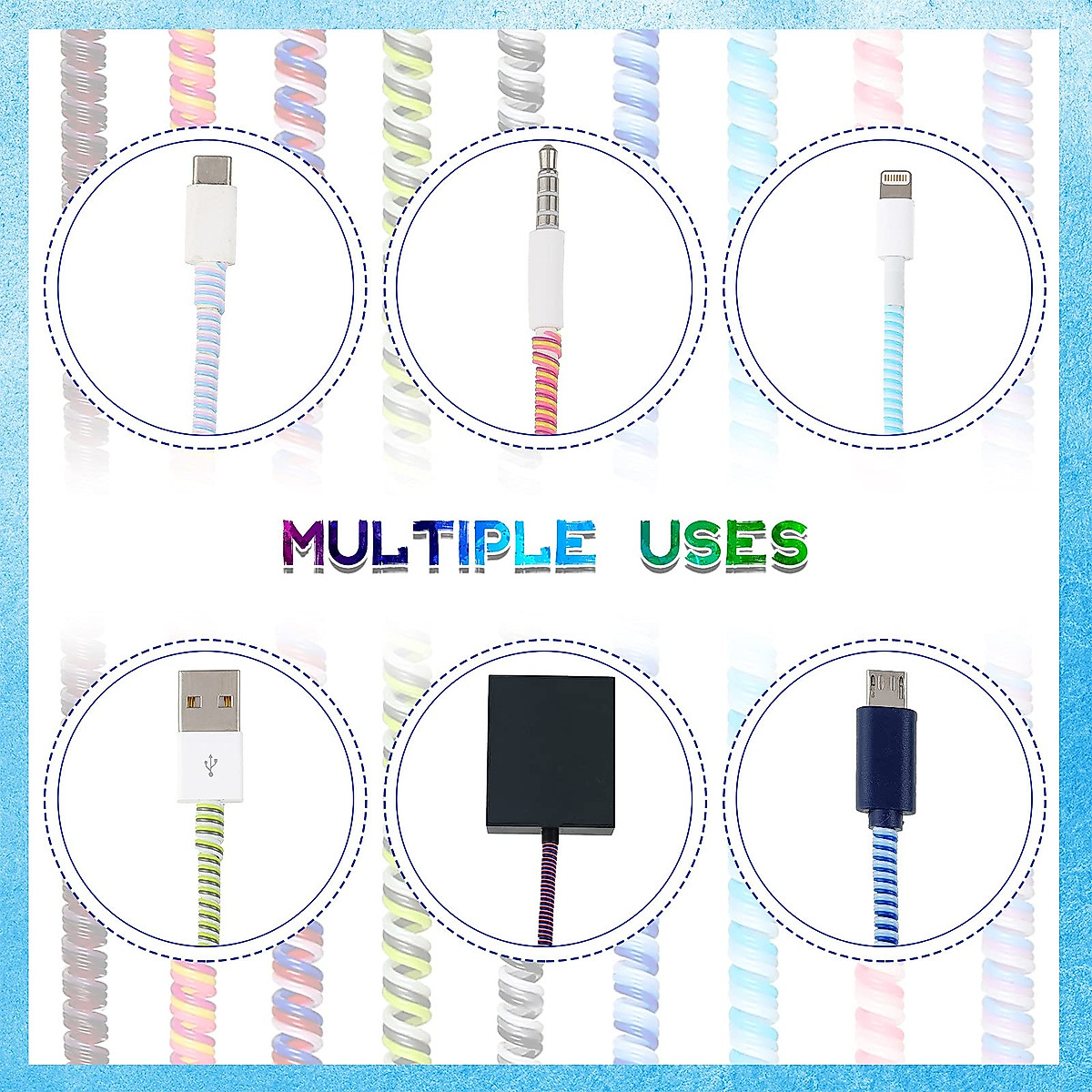 Frienda 10 Pcs Spiral Cable Protector, Chargers Cord Protector Data Cable Protective Sleeve Headphone Saver Charger Protective Data Lines Cover for Phone USB Prevent Pets from Biting(Classic Colors)