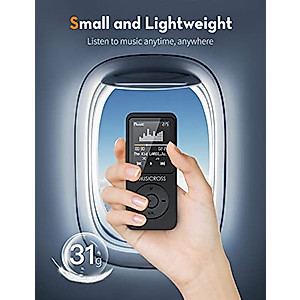 MP3 Player with Bluetooth 5.2,MUSICROSS Portable Music MP3 MP4 Player,Build-in HD Speaker/Photo/Video Play/FM Radio/Voice Recorder/E-Book,Supports up to 128GB,Black(No Micro SD Card Included)