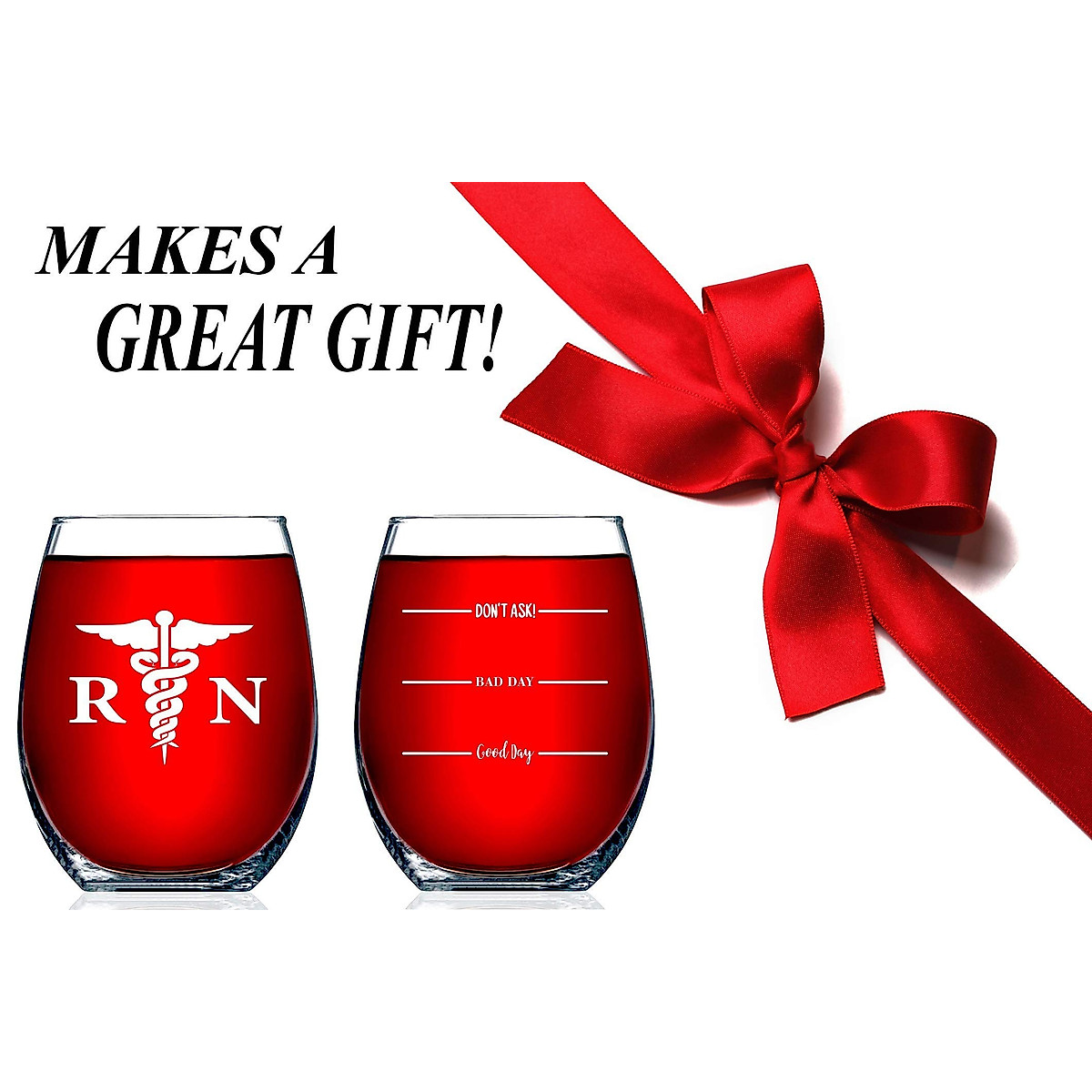 Funny Bone Products Nurse Gifts For Women RN – Good Day, Bad Day, Don’t Ask Novelty Wine Glass 15 OZ – Funny Gifts For Nurses, For Women, For Men, RN Nursing Gifts, CoWorker Gift, Nursing Students