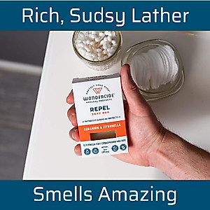 Wondercide - Repel Soap Bar for Kids & Family - Citronella & Geranium - With Natural Essential Oils, Coconut Oil, and Shea Butter - Gentle and Moisturizing - 4oz Bath Bar