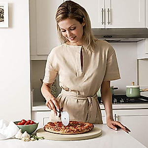 Culinary Couture 15" Round Pizza Stone for Oven and Grill - Cordierite Pizza Stone for Bread, Calzone, Cookies - Oven and Grill Pizza Stone for Outdoor Grill, Stone Pizza Pan for Oven