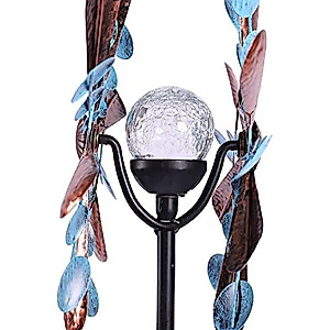 NUENUN Wind Spinner Outdoor Metal - Multi-Color Seasonal LED Lighting Solar Powered Glass Ball with Kinetic Wind Spinner Dual Direction for Patio Lawn & Garden