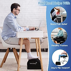 Foot Rest for Under Desk at Work, Double Layer Adjustable Foot Rest for Office, Work, Gaming, Car, Home Office, Ergonomic Memory Foam Foot Stool for All Day Support, Back & Hip Pain Relief (Black)