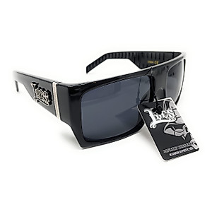 LOCS Hardcore Shades LOCS 91010 Black Sunglasses | Gangster Square FLAT TOP Cholo OG Lowrider Shades Adult