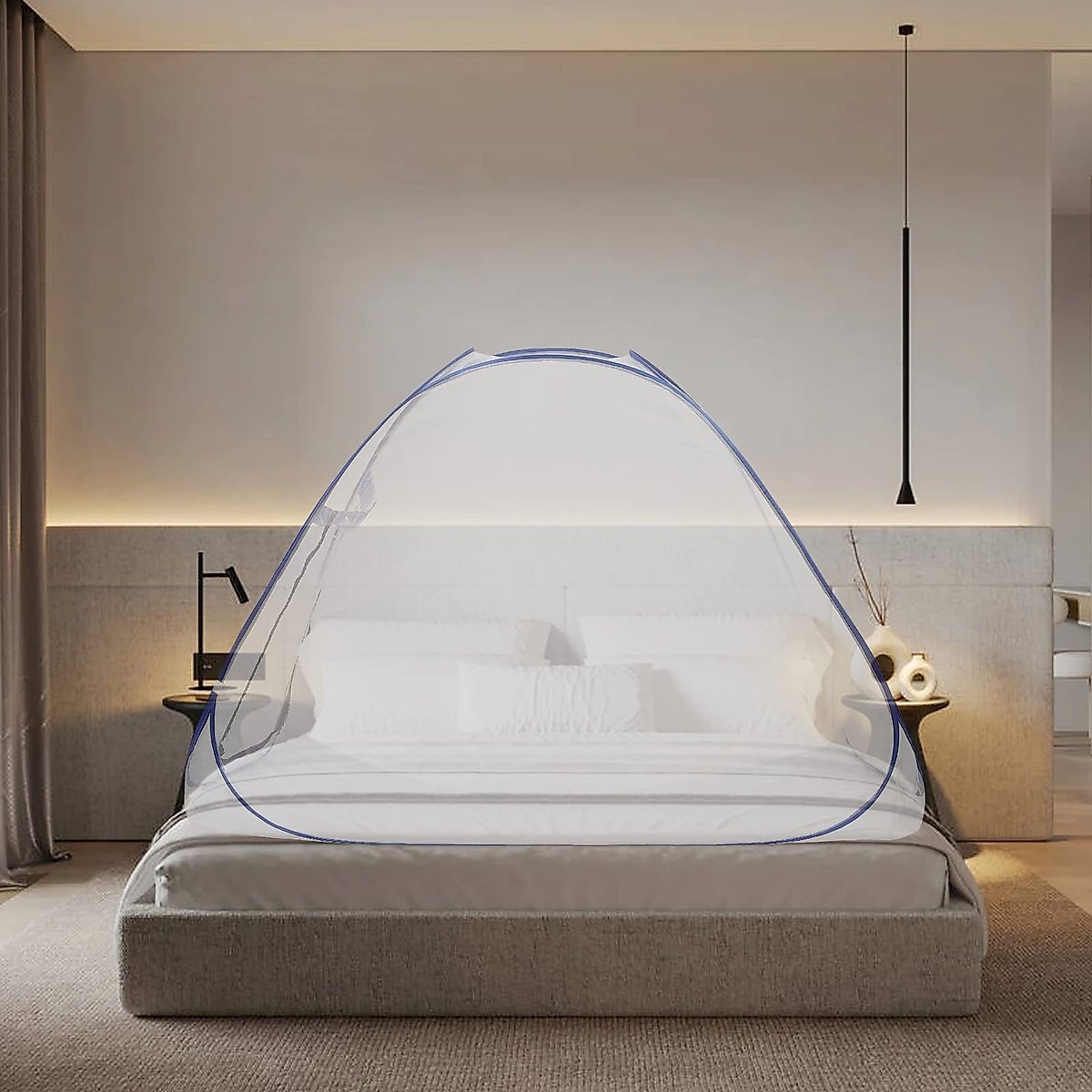ACOSDIDES Pop-Up Mosquito Net Tent, Folding Mosquito Net Portable Mosquito Net Zipper Single Door Travel Mosquito Net with Net Bottom,Easy to Install and Wash for Baby Adults Trip (79 x71x59 inch)