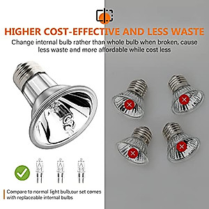 Simple Deluxe Reptile UV Bulb 50W, UVA & UVB Full Spectrum Sun Lamp with 4 Replacement Mini Bulbs, for Lizard/ Reptiles/ Snacks/ Tortoise, Amphibian Pets