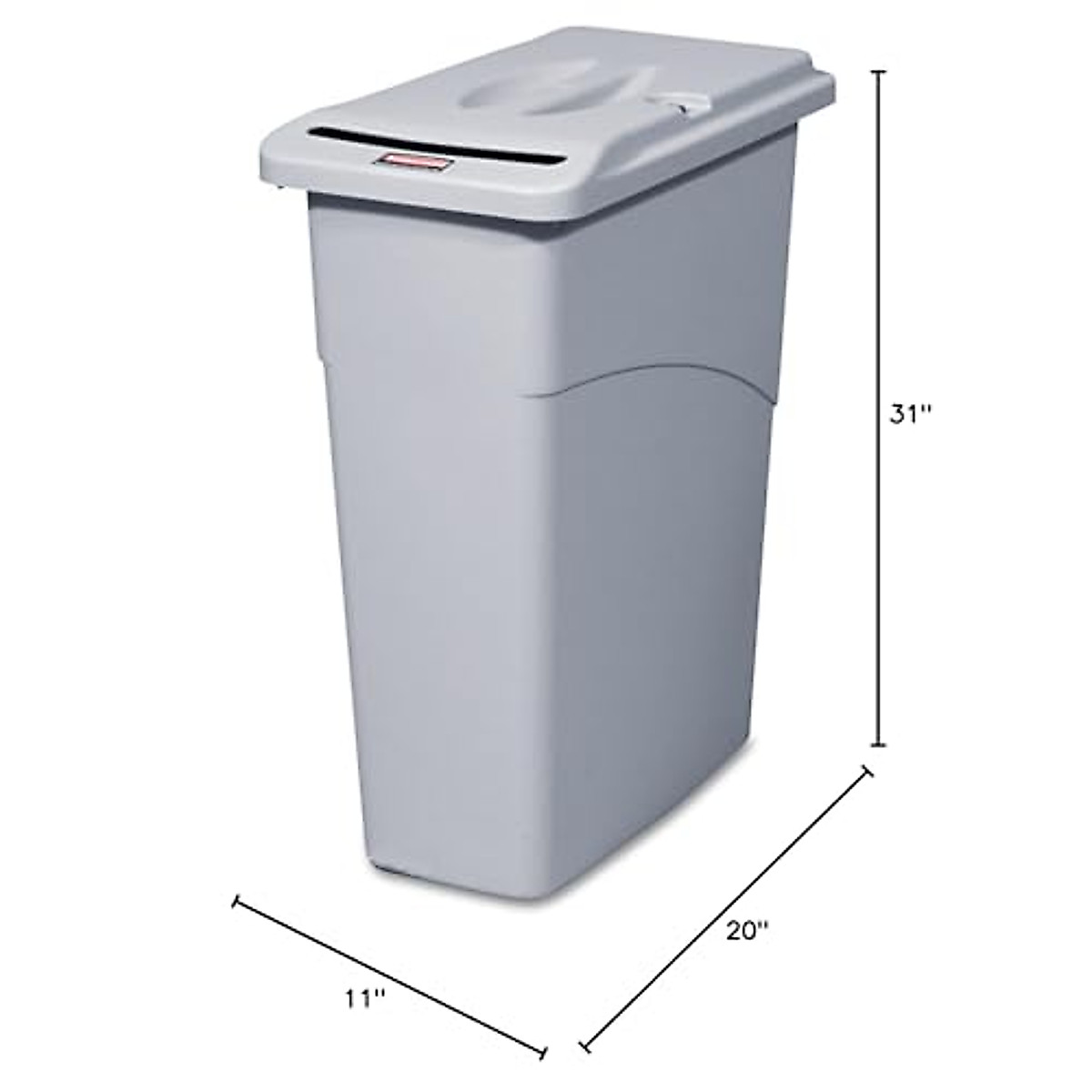 Rubbermaid 9W15LGY Slim Jim Confidential Document Receptacle w/Lid, Rectangle, 23gal, Light Gray