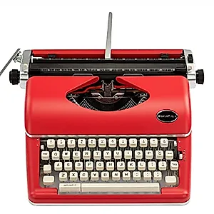 Red Vintage Typewriter for a Nostalgic Flow - Manual Typewriter Portable Model for Remote Writing Locations - Sleek & Durable Type Writer Classic Word Processor - Typewriters for Writers