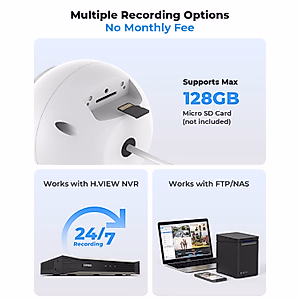 (Hikvision Compatible) H.VIEW 5MP Outdoor POE Camera Dome Turret IP Security Camera, 100ft IR Night Vision, 2.8mm Fixed lens, H.265+ IP PoE Outdoor Camera, RTSP,RTMP WDR,Support SD Card