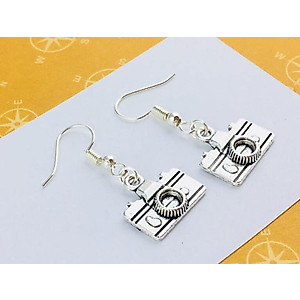 Camera photography earrings - mini camera charms - Ancient silver camera charms - photography jewelry gift - travel camera earrings