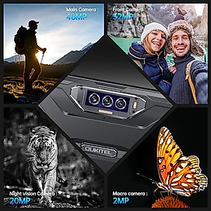 OUKITEL RT7 5G Rugged Tablet - 32000mAh Large Battery,24GB RAM+256GB ROM Android 13 Tablet,10.1 inch FHD+ Screen,48MP+32MP+20MP Night Vision Camera,IP68/IP69K Waterproof Tablet/WiFi/OTG/GPS Blue