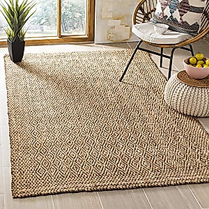 SAFAVIEH Natural Fiber Collection Accent Rug - 3' x 5', Natural & Brown, Handmade Boho Farmhouse Fringe Jute, Ideal for High Traffic Areas in Entryway, Living Room, Bedroom (NF183A)