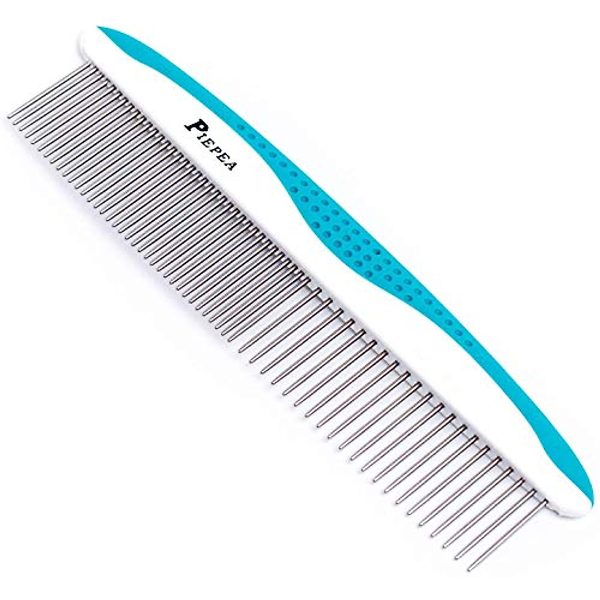 Piepea Pet Comb, Stainless Steel Teeth Comb for Dogs & Cats, Pet Hair Comb for Home Grooming Kit, Removes Knots, Mats and Tangles, 7 1/4"