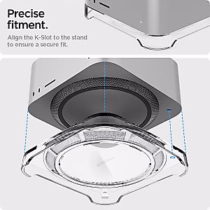 Spigen LD202 Designed for Mac Studio M2 Max, M2 Ultra, M1 Max, M1 Ultra Desktop Stand Mount with Built in Air Filter - Crystal Clear