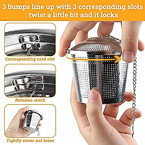 KUFUNG Tea Ball Infuser - Stainless Steel Tea Infusers For Loose Tea With Chain Hook & Saucer - Extra Fine Mesh Tea Strainer For Brew Tea, Spices & Seasonings (L)